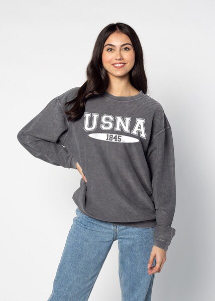 U.S. Naval Academy Store | Women's USNA 1845 Corded Crew